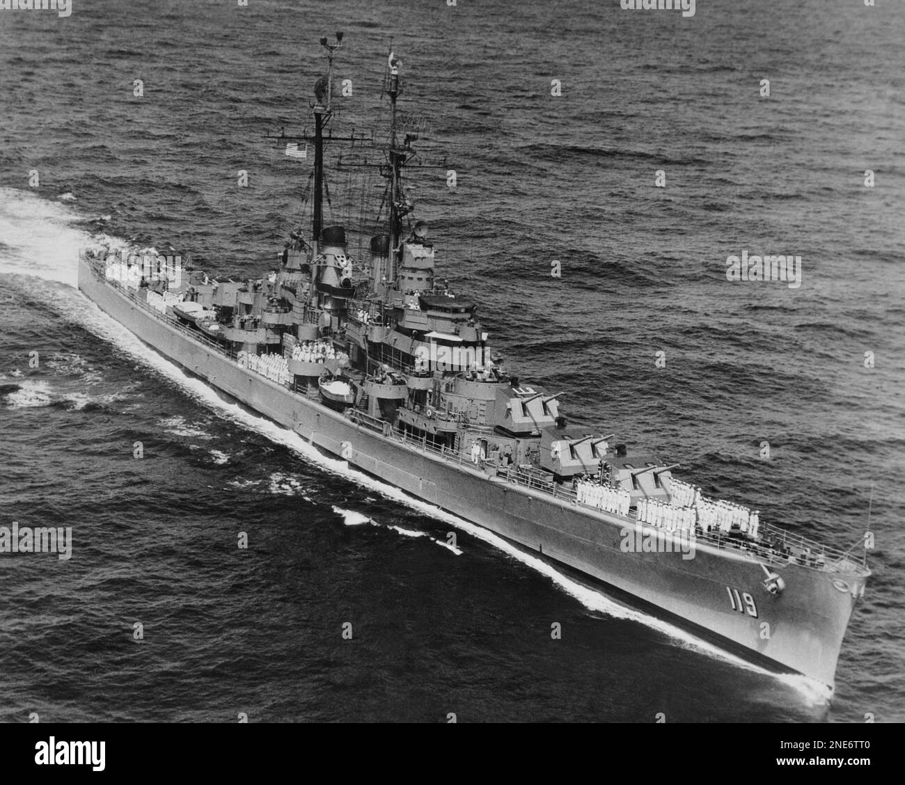 On June 29, 1950, cruiser USS Juneau (CLAA 119) was the first Navy ship ...