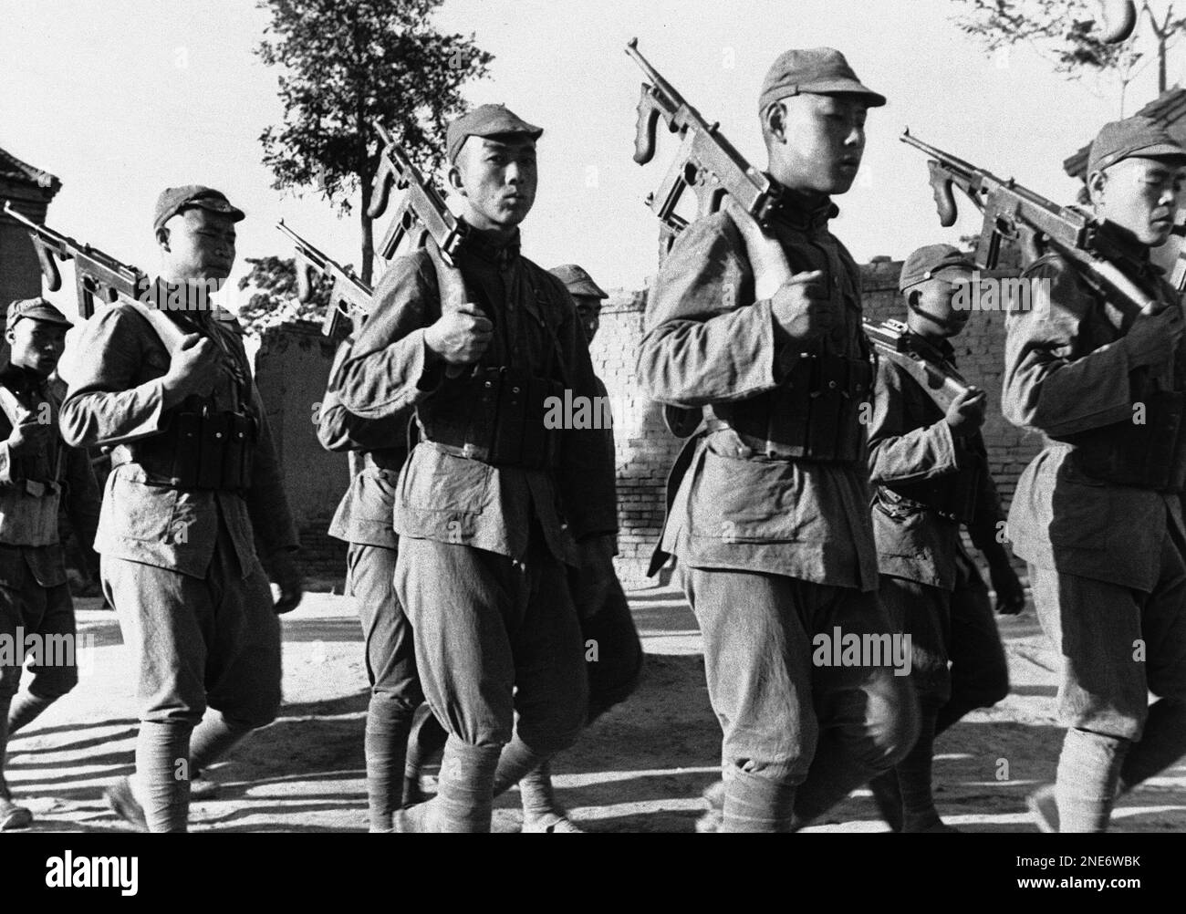 Chinese Red Army carrying American made sub-machine guns, somewhere in ...