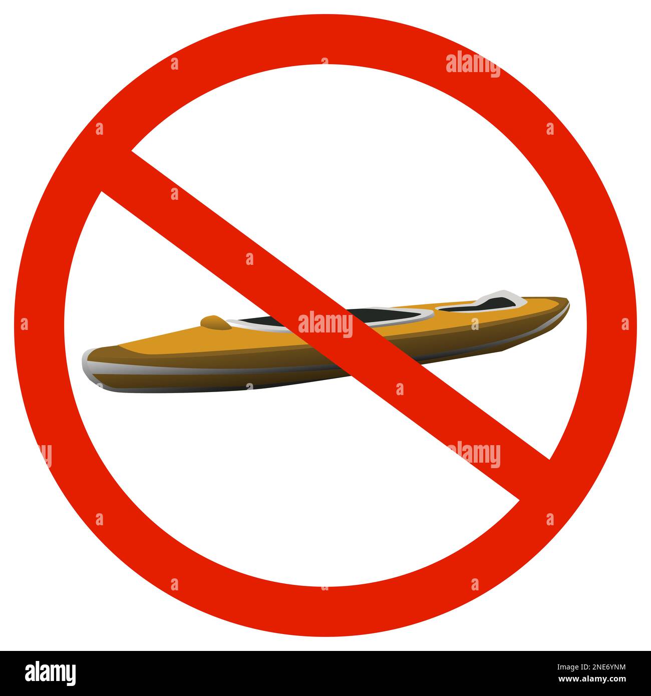 Prohibiting sign with crossed out kayak isolated on white background ...