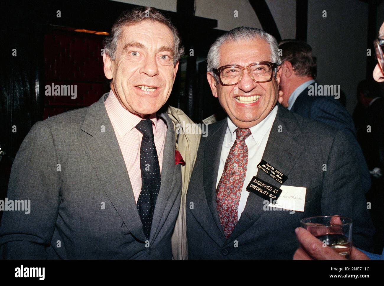 Morley Safer, of CBS? ?60 Minutes,?? left, poses with Barry Zorthian ...