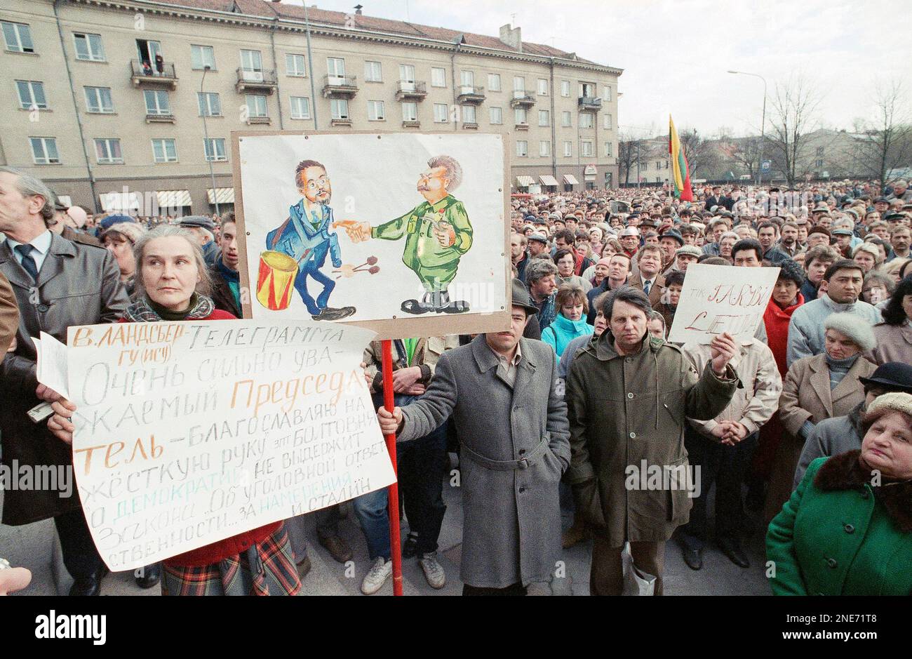 Supporters of Moscow Iyyal communists in Lithuania at a rally, Tuesday ...