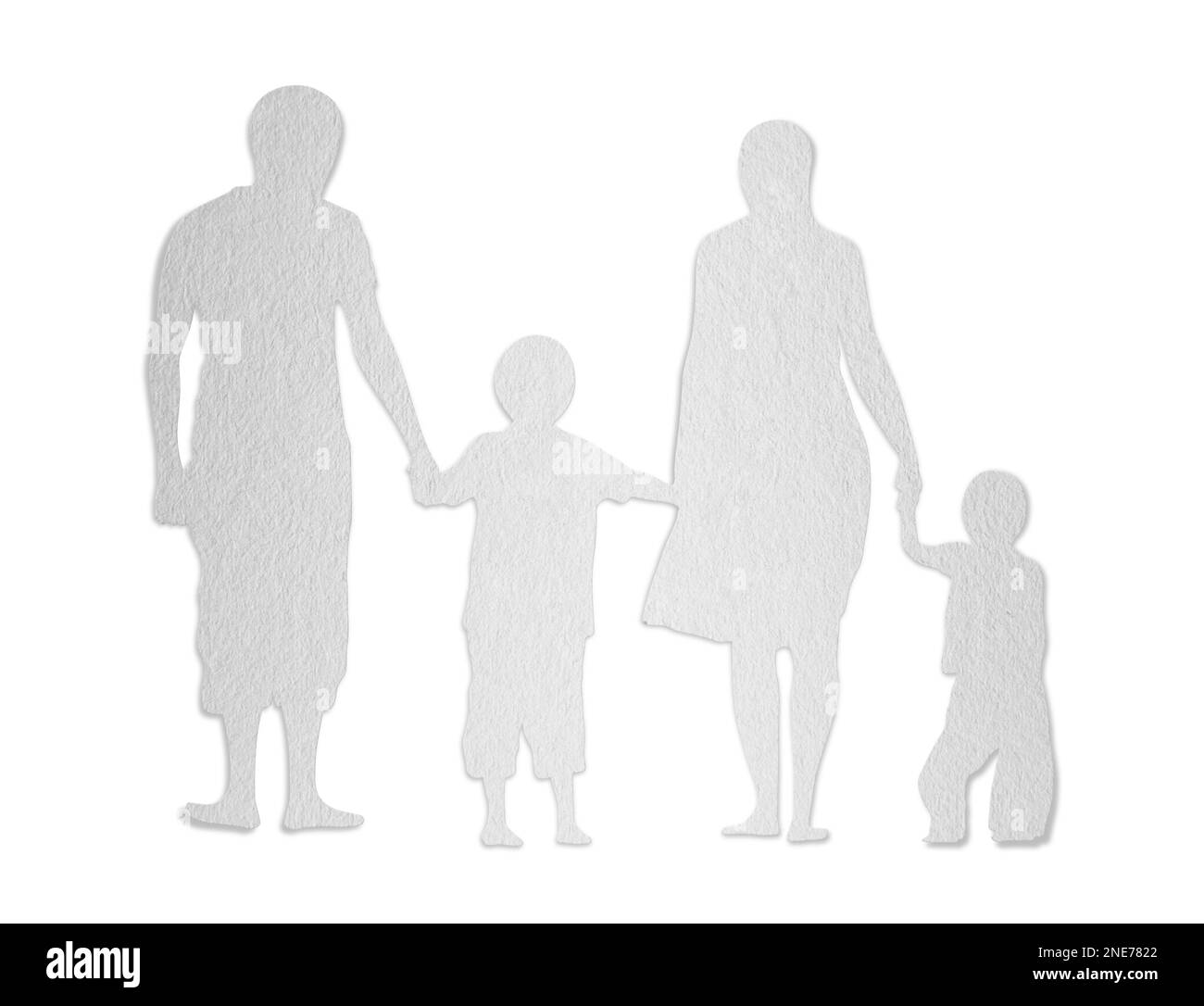 Happy paper cut family holding hands on a white background Stock Photo ...