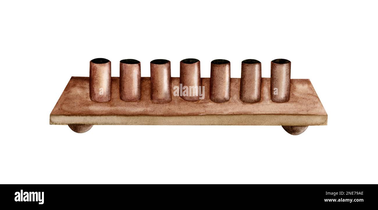 Horizontal bronze candlestick for seven candles, unusual watercolor ...