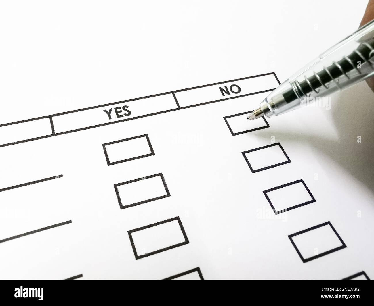 Close up check box yes and no Stock Photo - Alamy