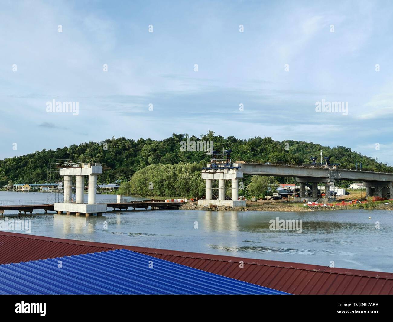 Construction site of bridge at Kuala Abai, Kota Belud, Sabah, Malaysia ...