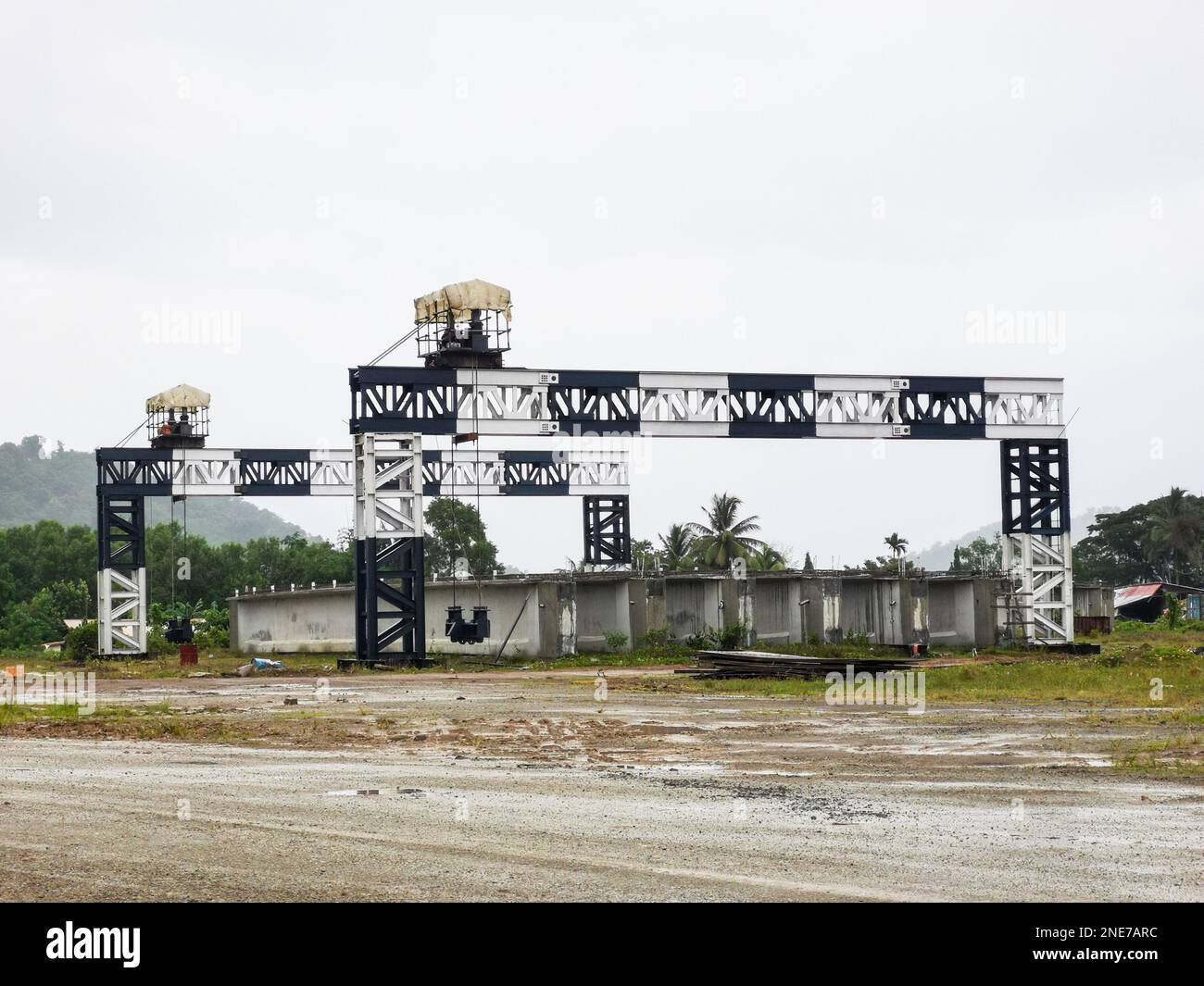 Construction site of bridge at Kuala Abai, Kota Belud, Sabah, Malaysia ...