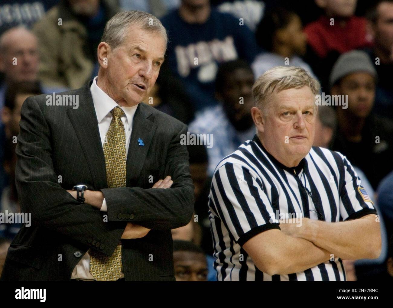Connecticut coach Jim Calhoun, left, argues with referee Jim Burr ...