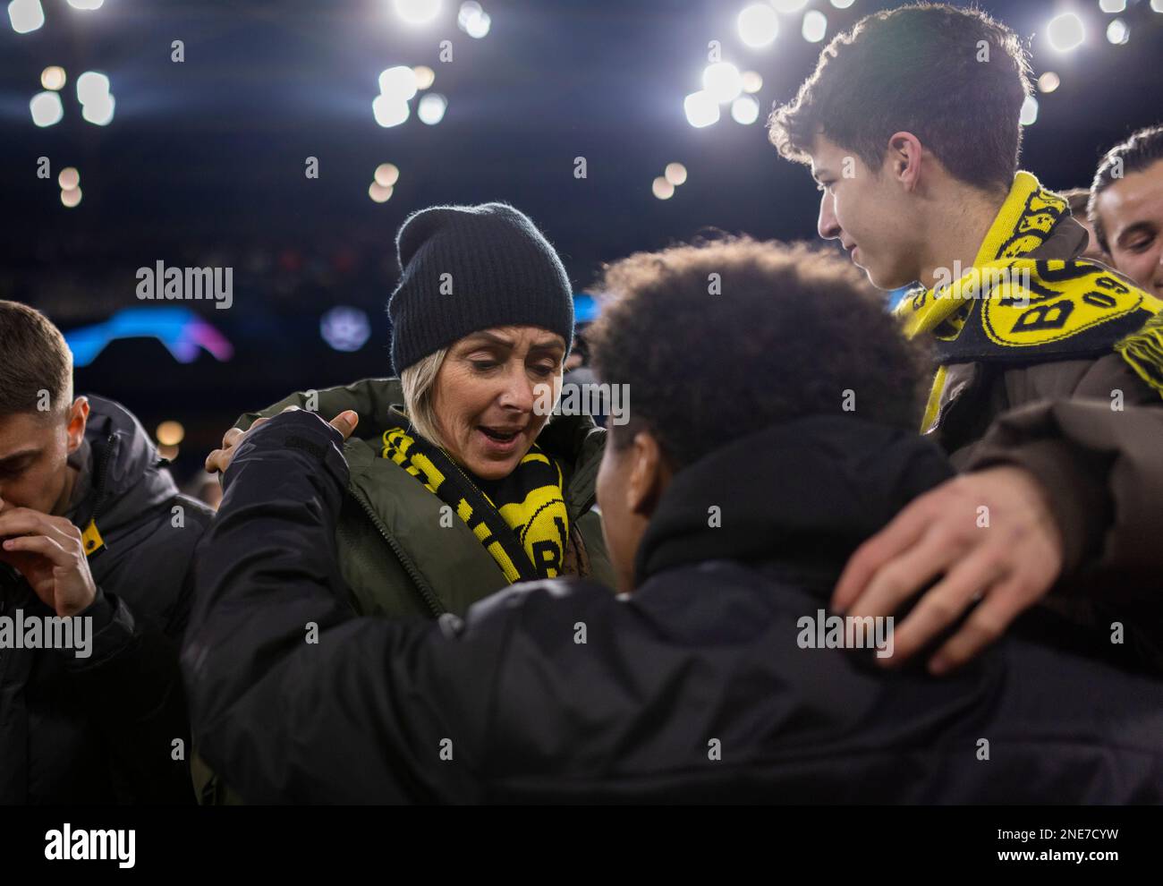 Dortmund, Germany. 15th Feb, 2023. Karim Adeyemi (BVB) mit seiner ...