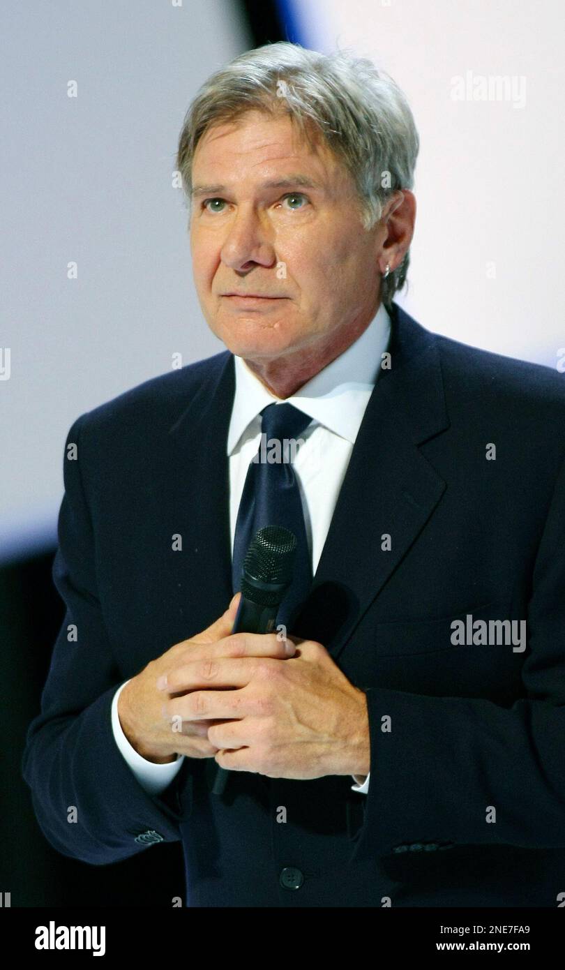 U.S actor Harrison Ford reacts before receiving a Cesar award of honor ... U.S actor Harrison Ford reacts before receiving a Cesar award of honor ...