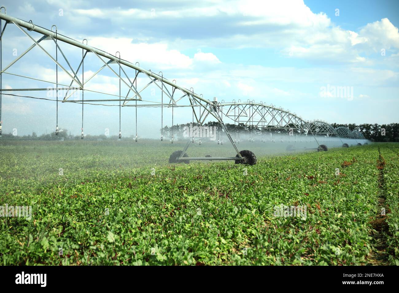 Center pivot irrigation system watering agricultural field Stock Photo ...