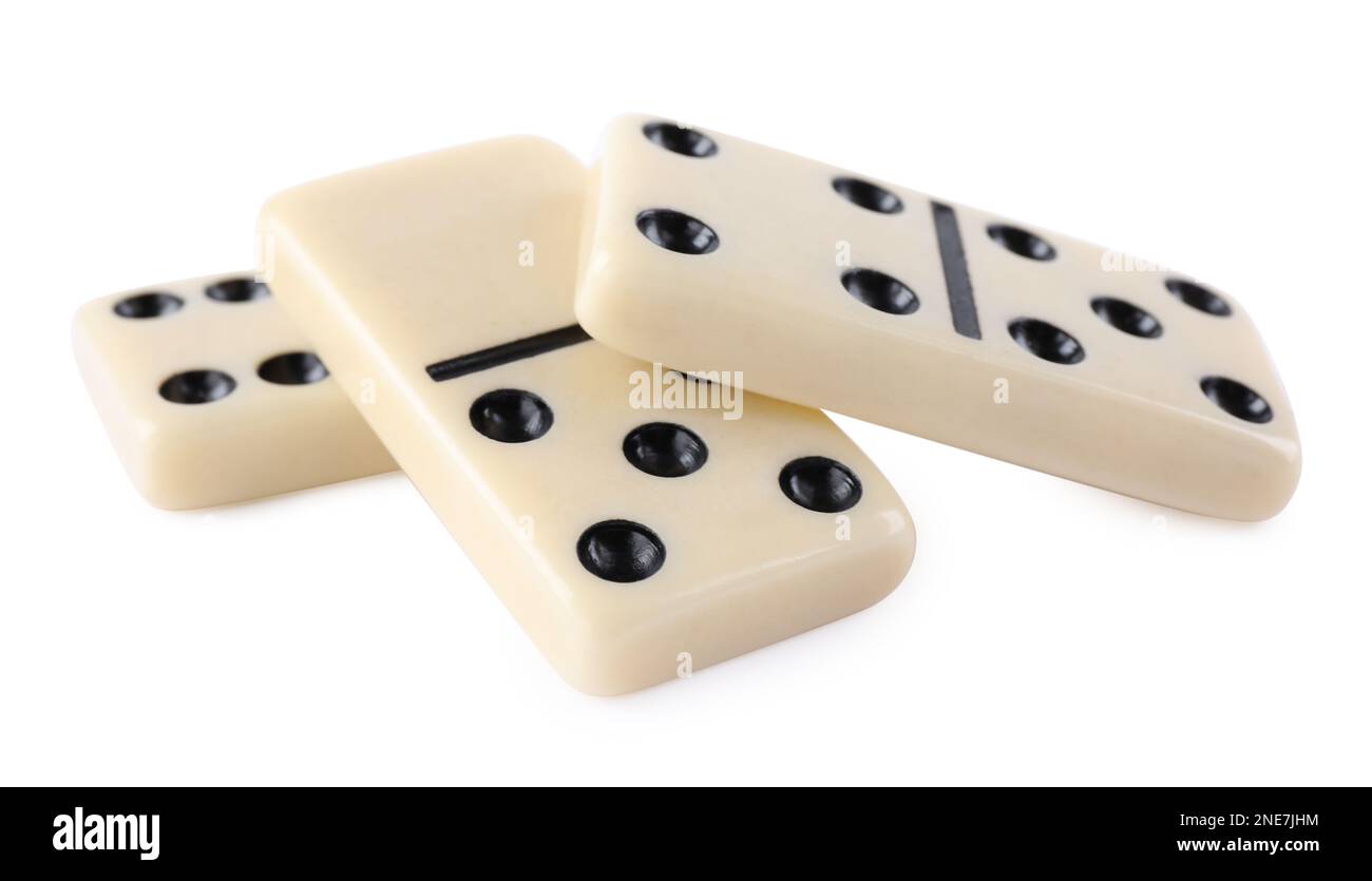 Classic light domino tiles on white background Stock Photo - Alamy