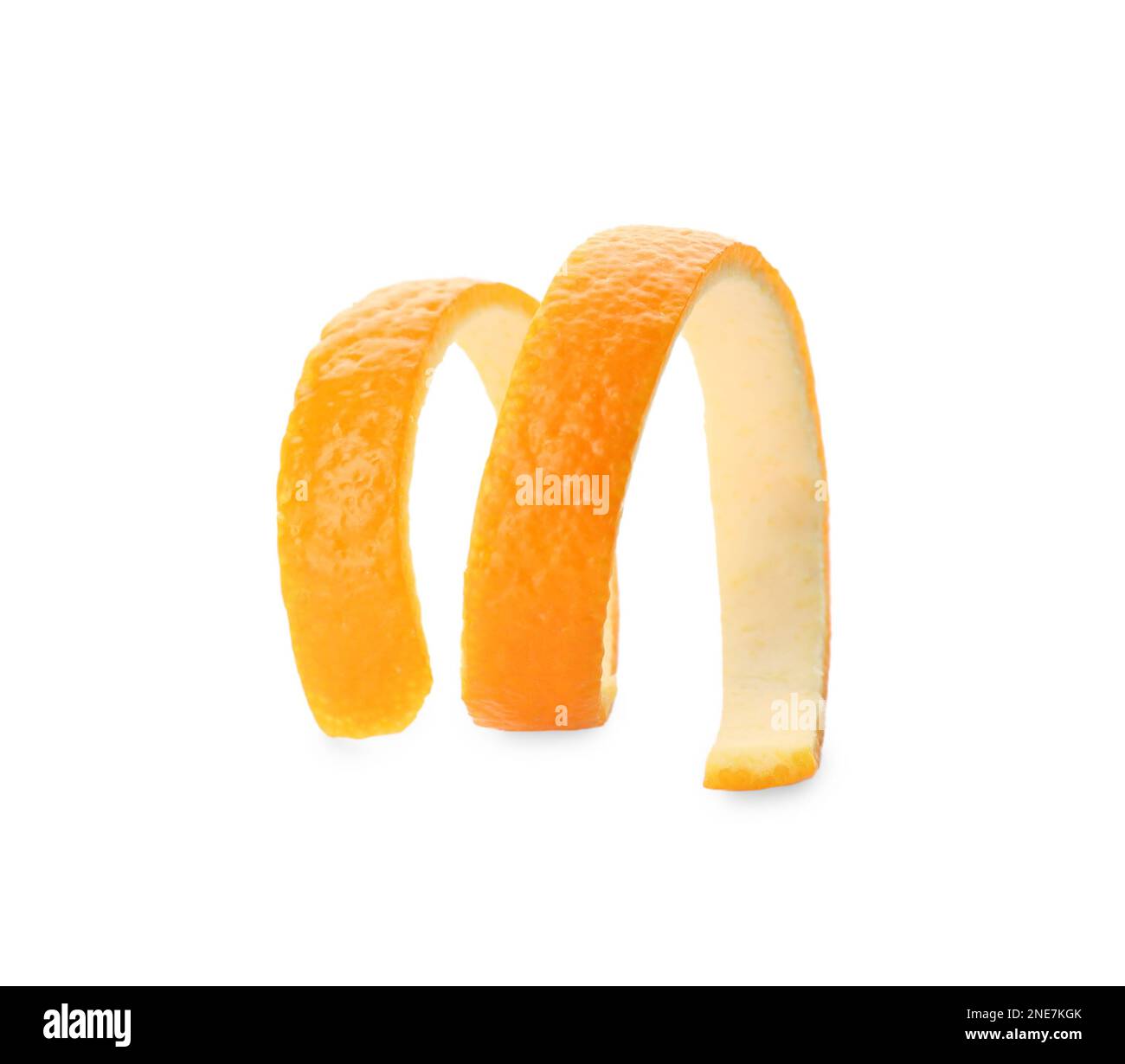 Spiral orange fruit peel isolated on white Stock Photo - Alamy