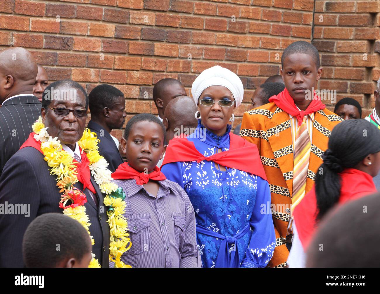 Zimbabwean President, Robert Mugabe, left and his family, daughter ...