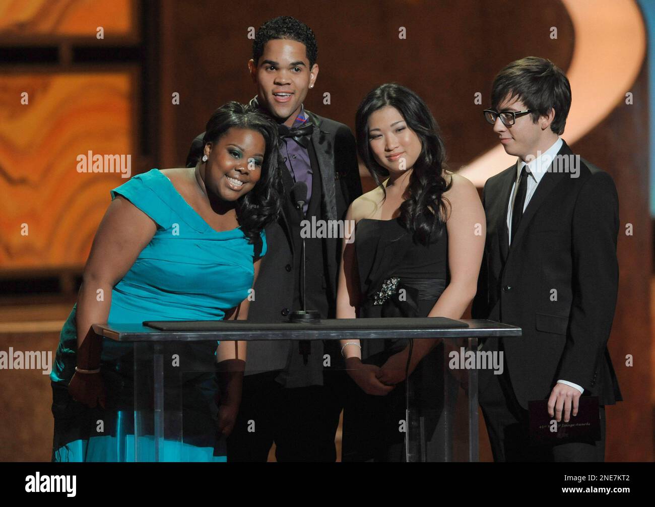 The cast of Glee present an award at the 41st NAACP Image Awards on ...