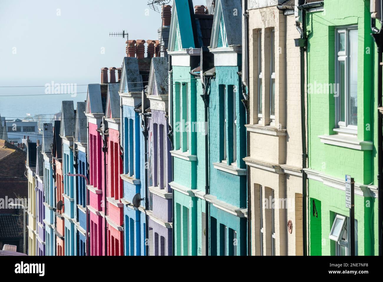 Brighton, February 13th 2023: Brightly painted houses on Blaker Street ...