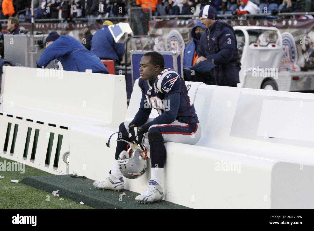 New England Patriots wide receiver Matthew Slater (18) sits on the ...
