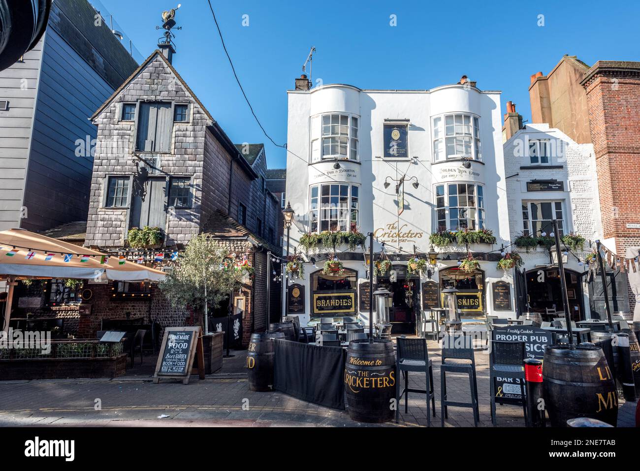 Brighton, February 14th 2023: The Black Lion pub and The Cricketers pub ...