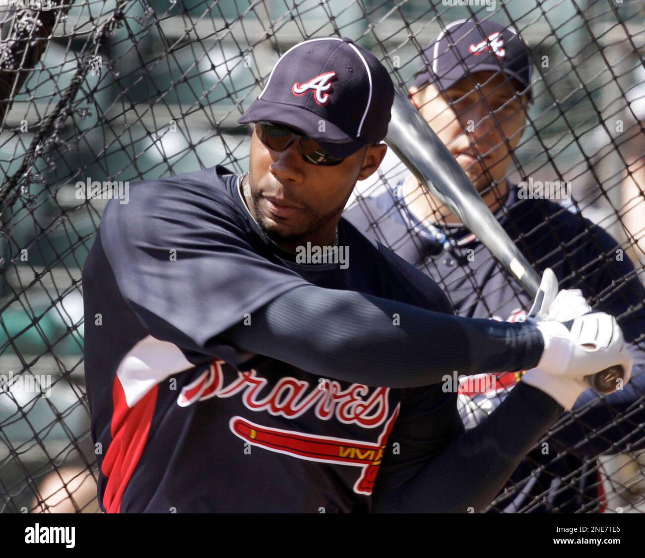Atlanta Braves outfielder Jason Heyward takes batting practice during ...