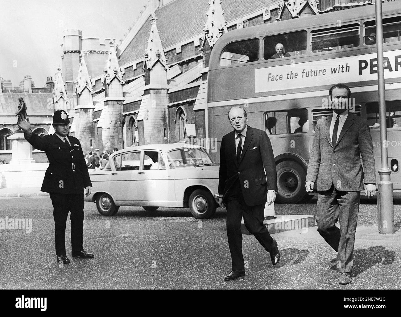 Wolf Ruediger Hess, right, son of Rudolf Hess, walks from the House of ...