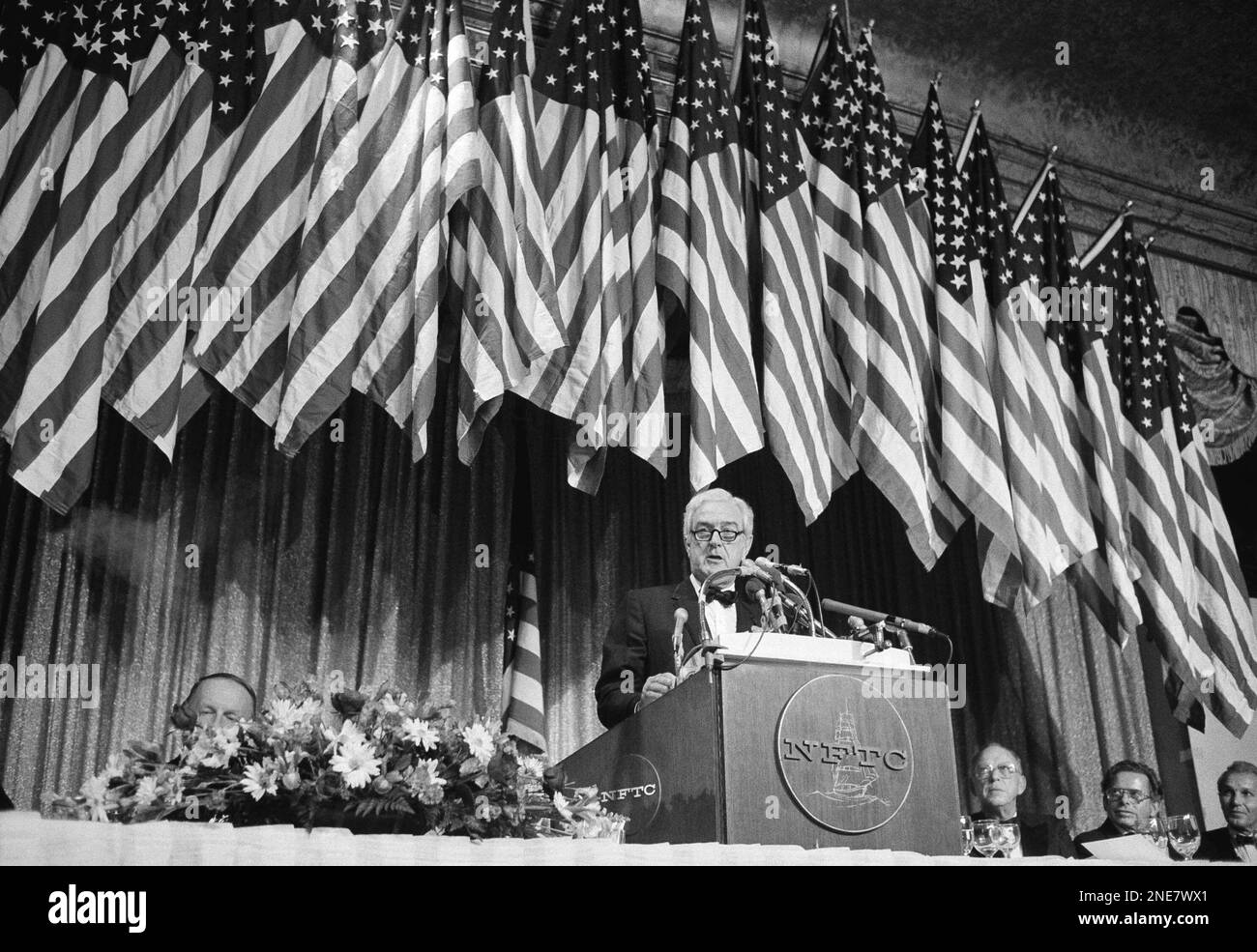 John Connally in New York on Monday, Oct. 22, 1979 during his address ...