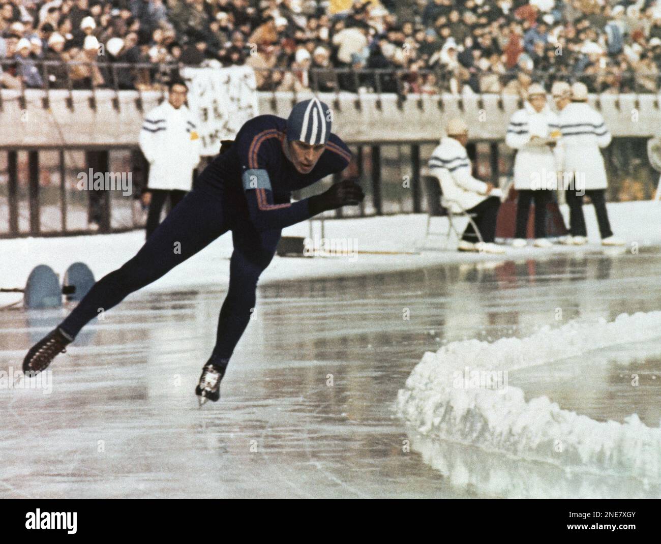 Netherlands speed skating star Ard Schenk powers his way to a gold medal victory in the 10,000 ...