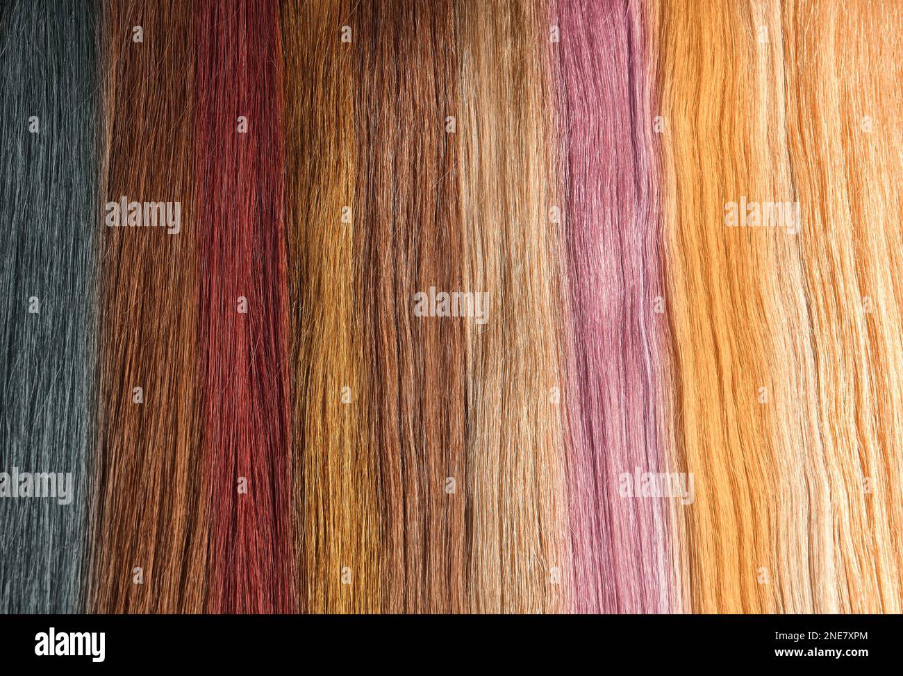 Strands of different color hair as background, closeup Stock Photo - Alamy