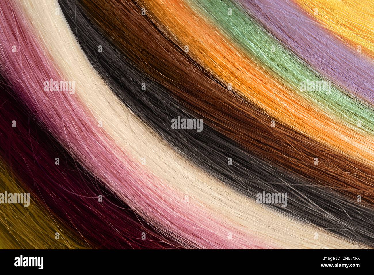 Strands of different color hair as background, closeup Stock Photo - Alamy