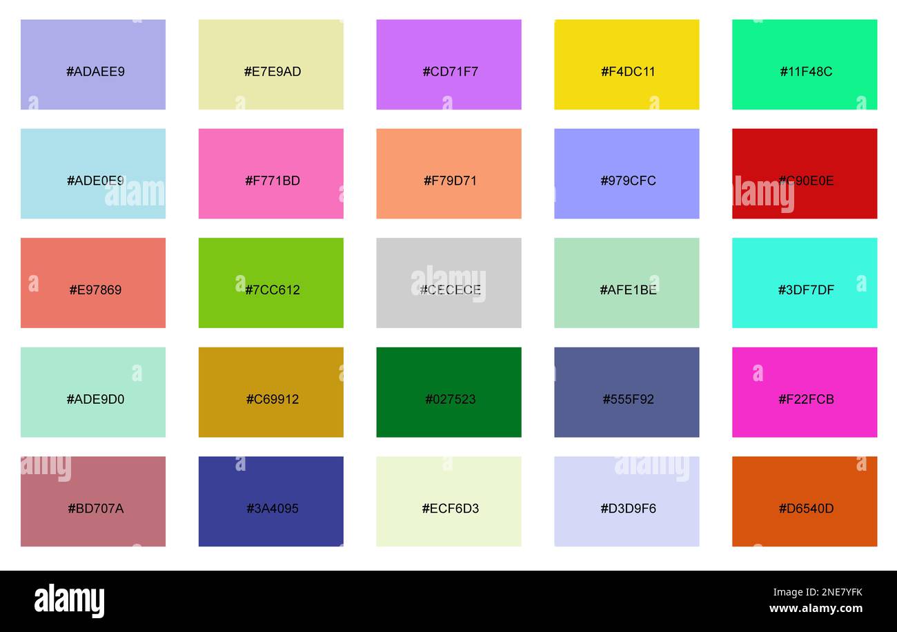 Collection of different color samples on white background, illustration ...