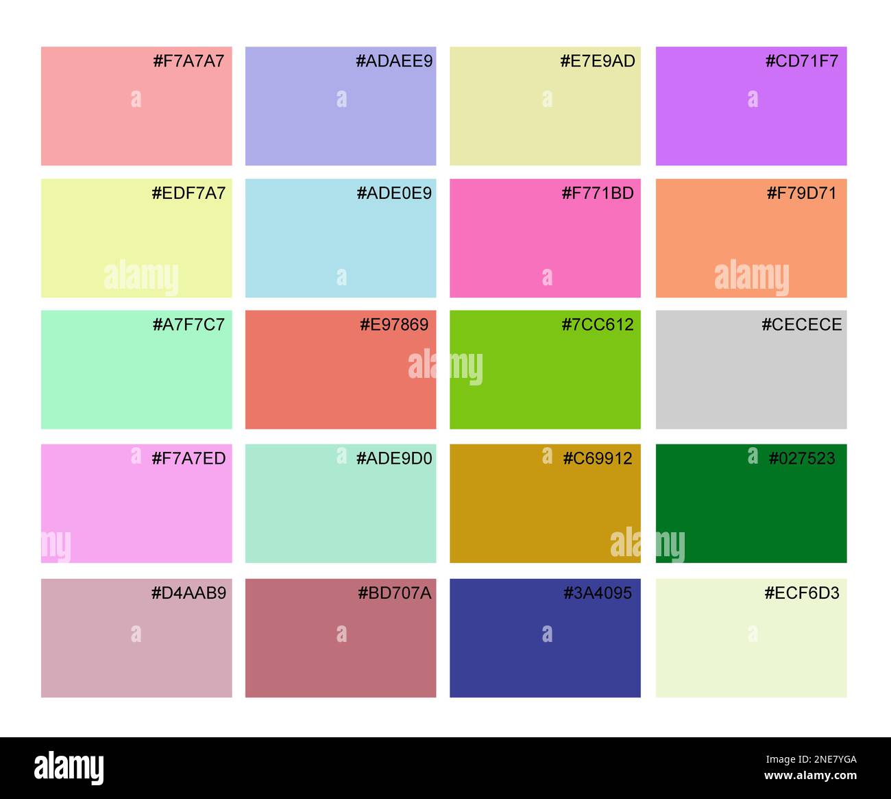 Collection of different color samples on white background, illustration ...