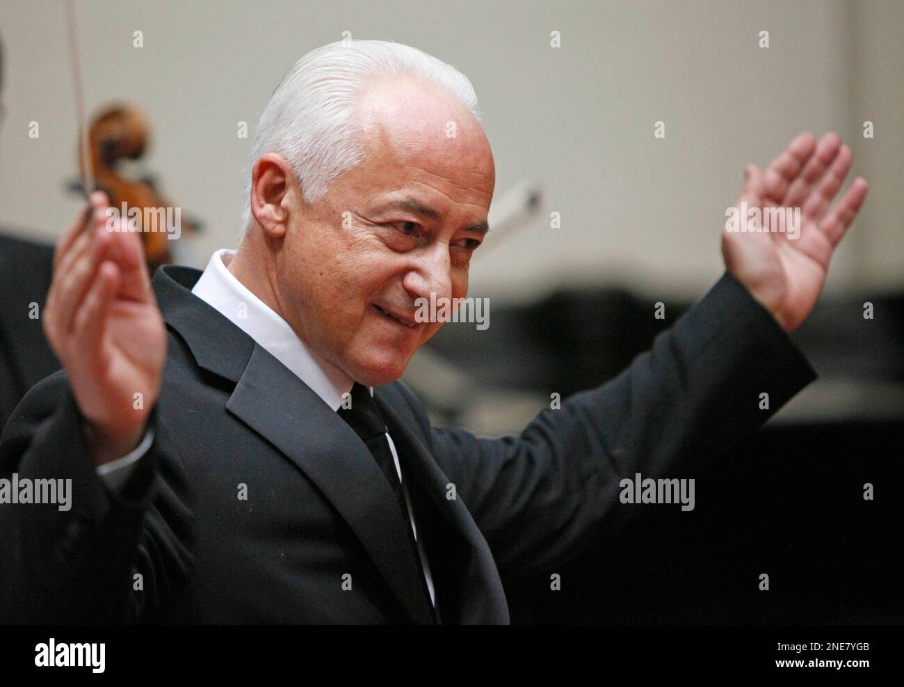 Russian conductor and violinist Vladimir Spivakov, best known for his ...
