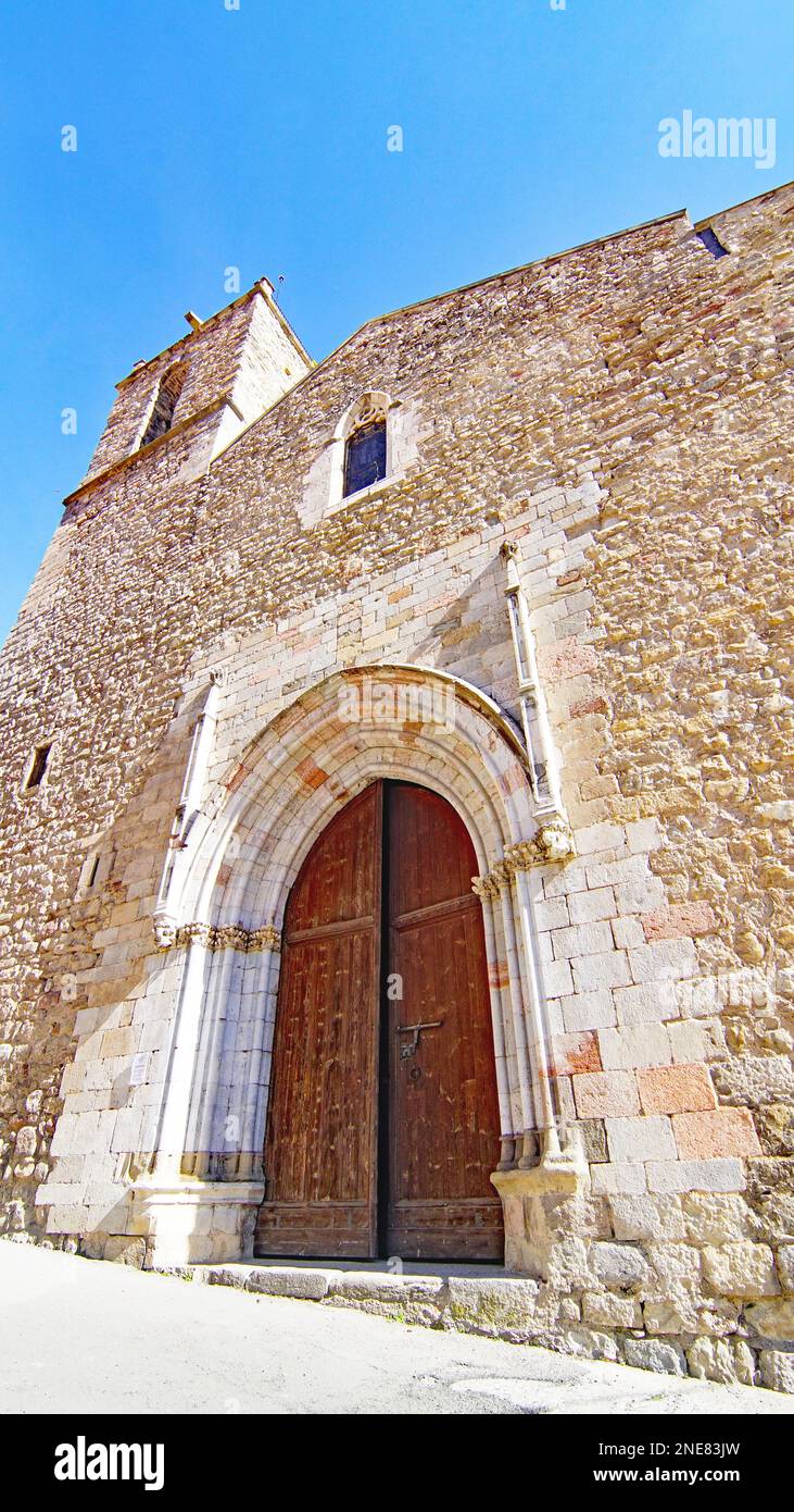Sant Esteve church on Bastareny River as it passes through Baga ...