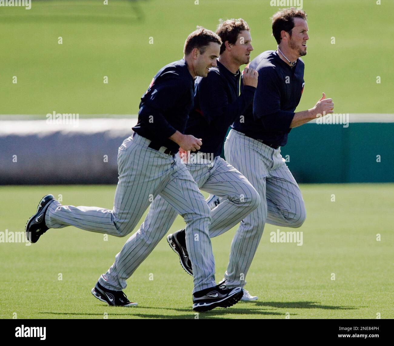 Minnesota Twins pitchers, from left, Brian Duensing, Matt Guerrier and ...