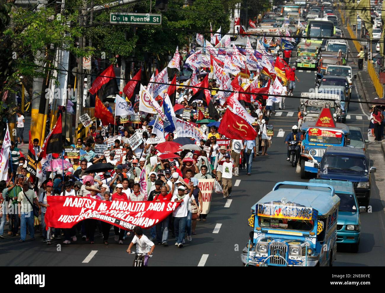 Protesters march towards the Presidential Palace in Manila during an ...