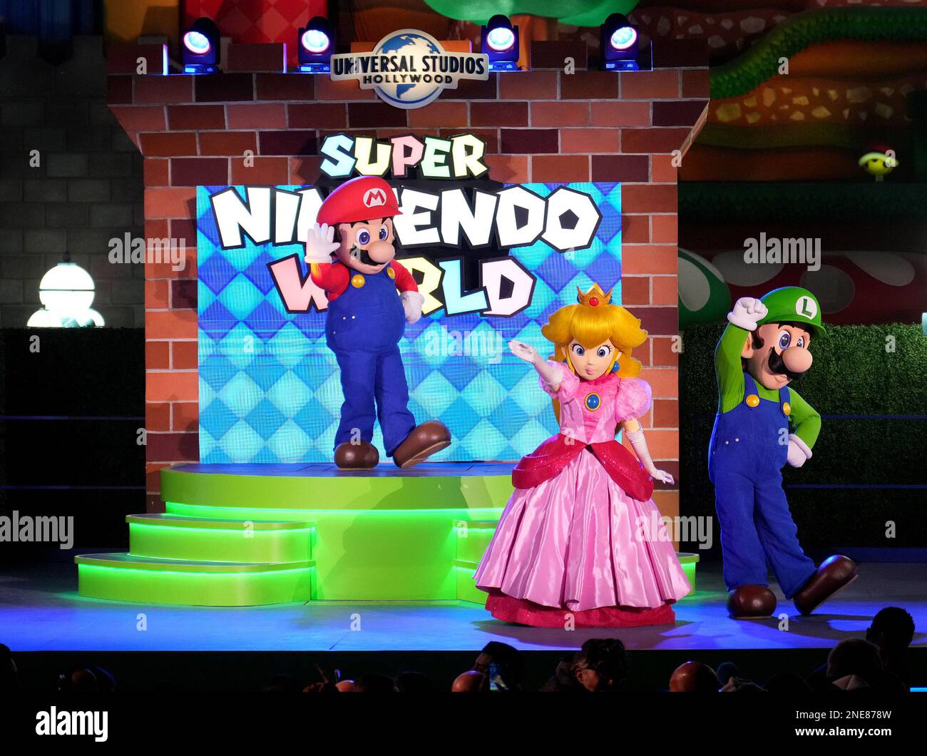 (L-R) Mario, Princess Peach and Luigi at the Universal Studios ...