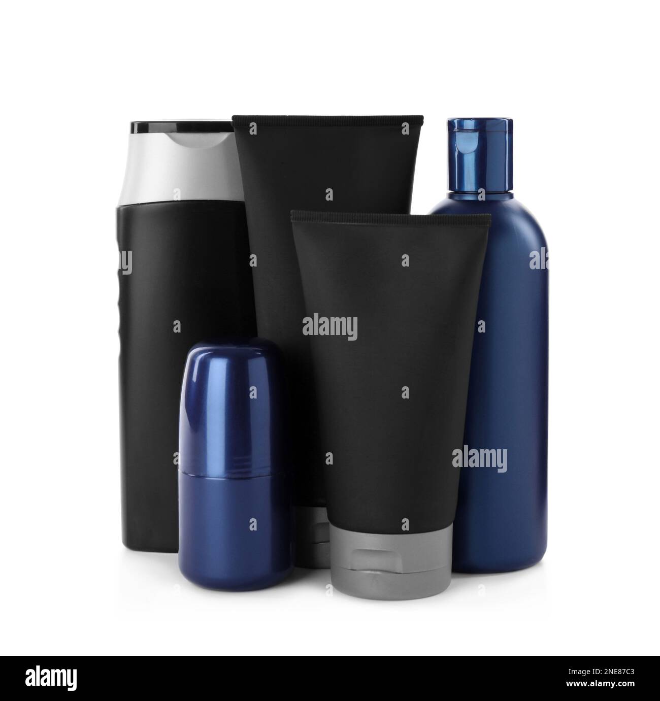Set of men's cosmetic products on white background Stock Photo - Alamy