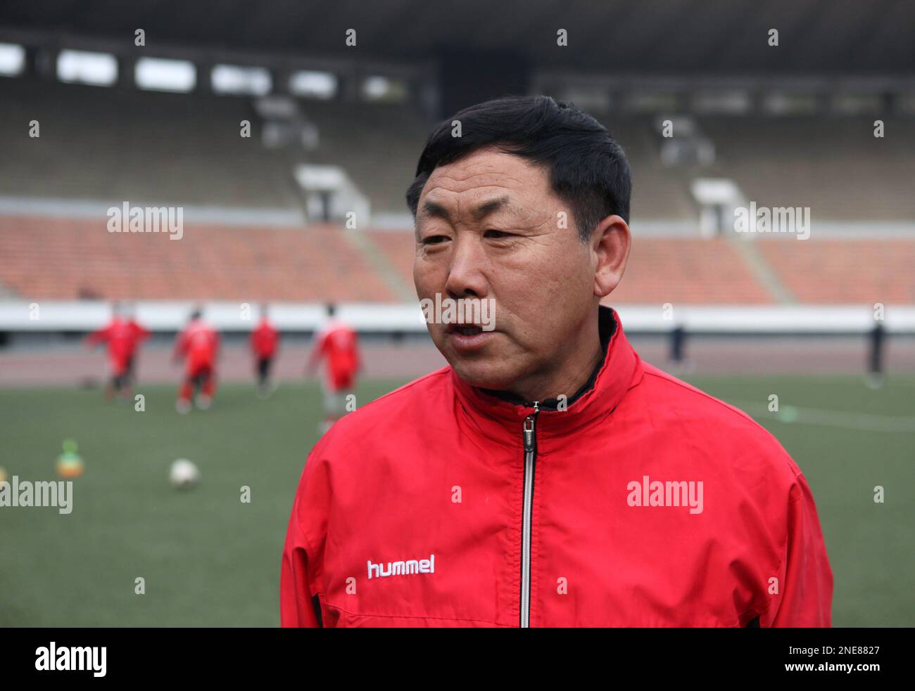 In this photo taken Wednesday, Feb. 24, 2010, North Korea soccer team ...