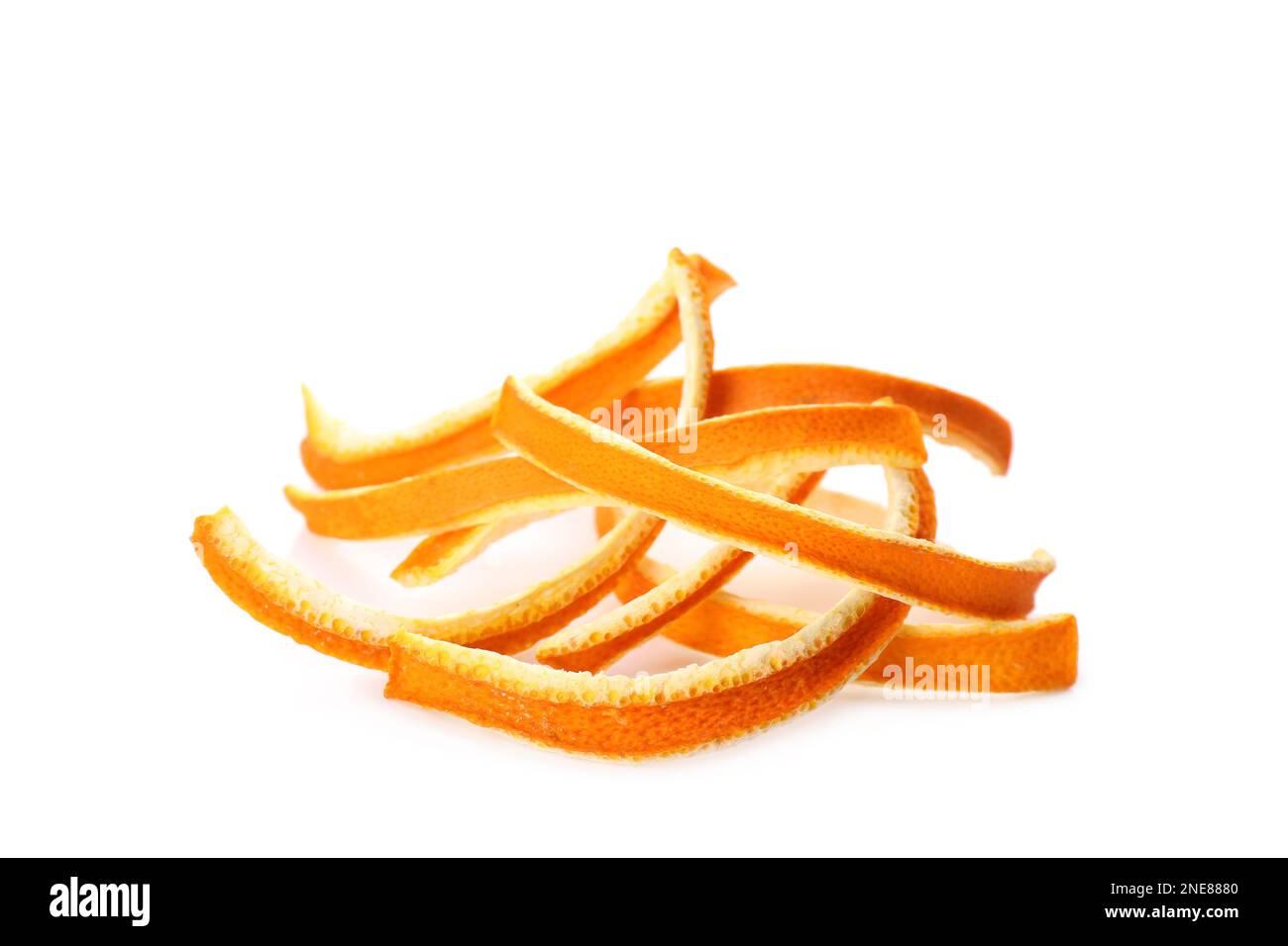 Pile of dry orange peels on white background Stock Photo - Alamy