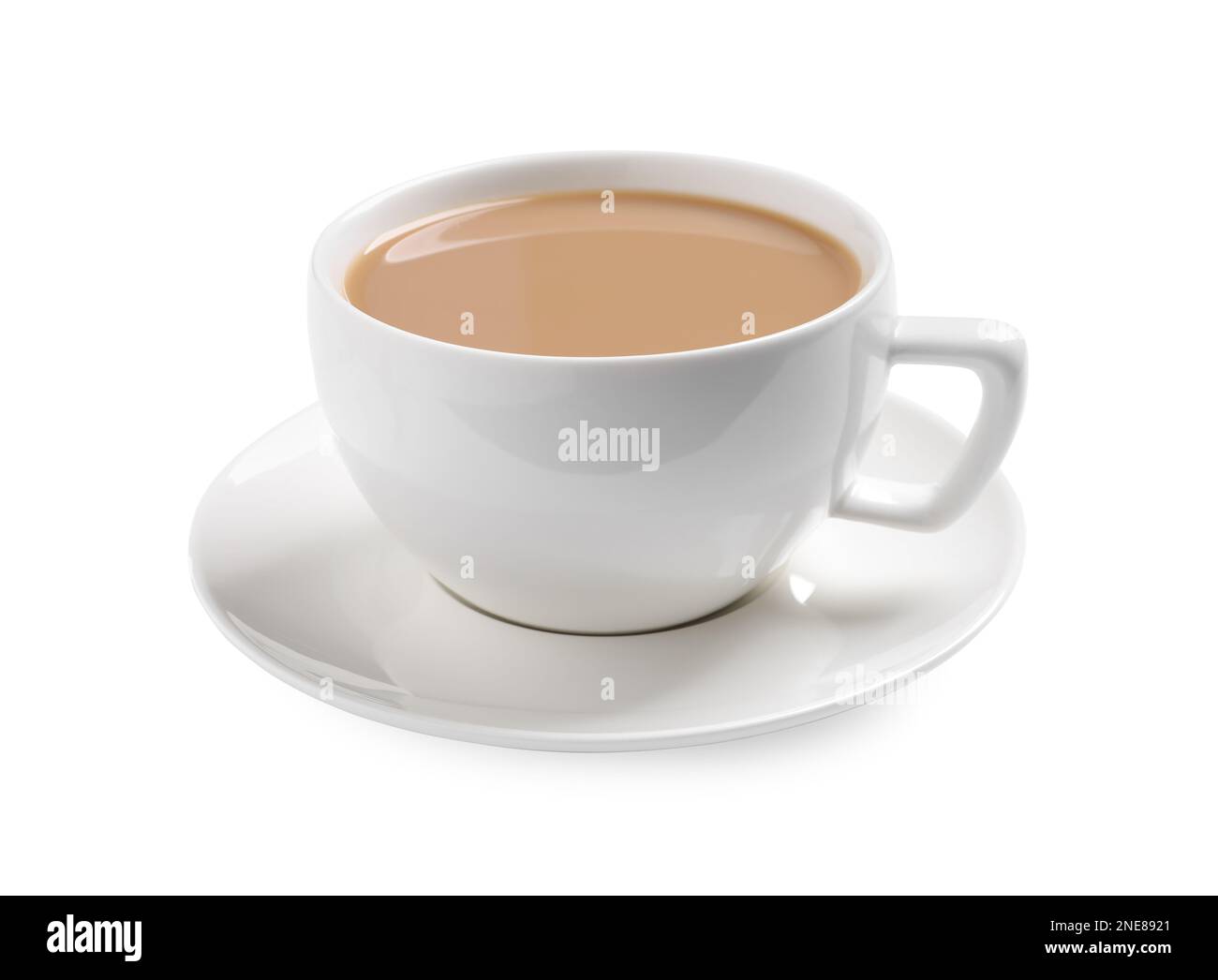 Delicious tea with milk on white background Stock Photo - Alamy