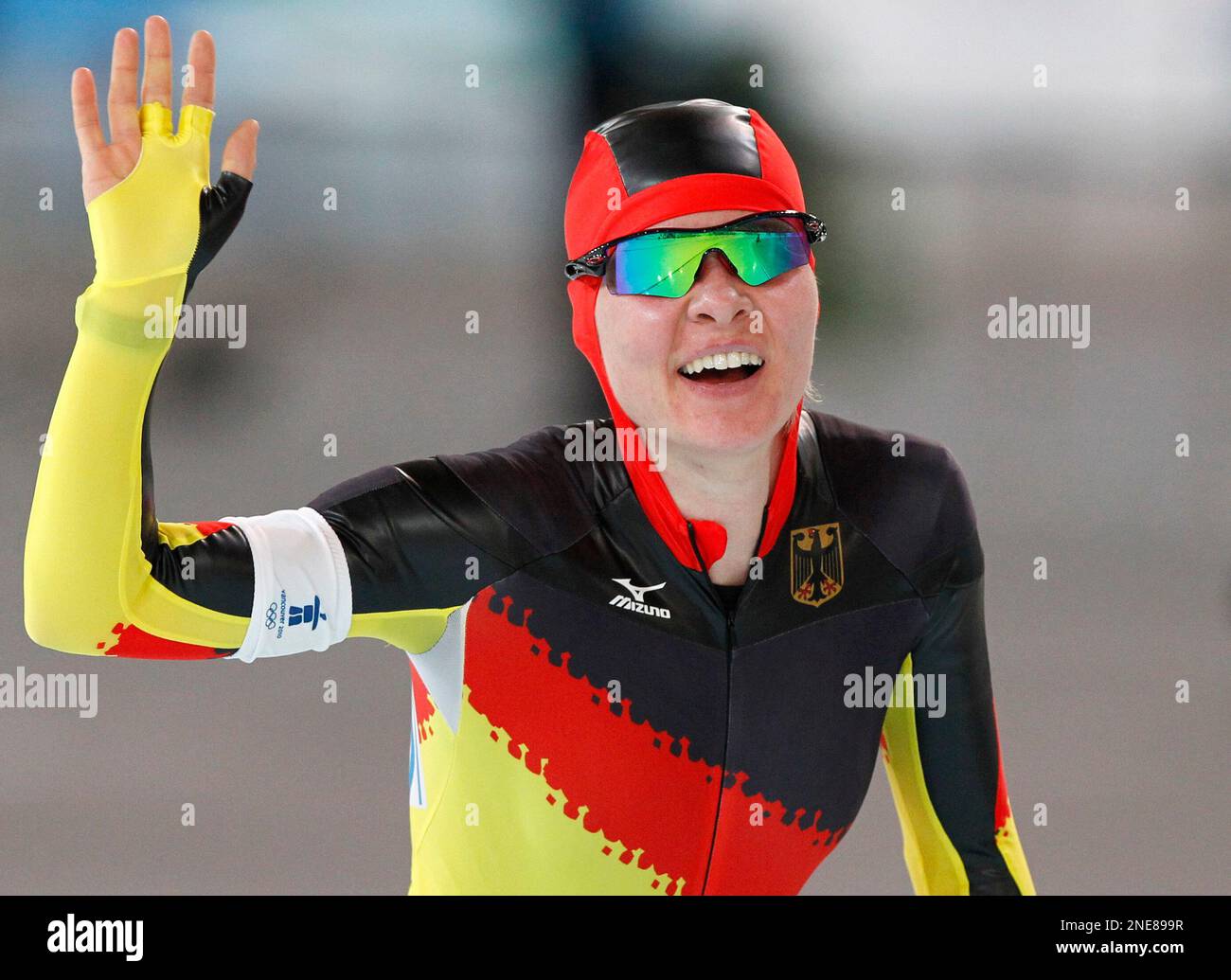 Silver medallist Germany's Stephanie Beckert reacts after the women's ...