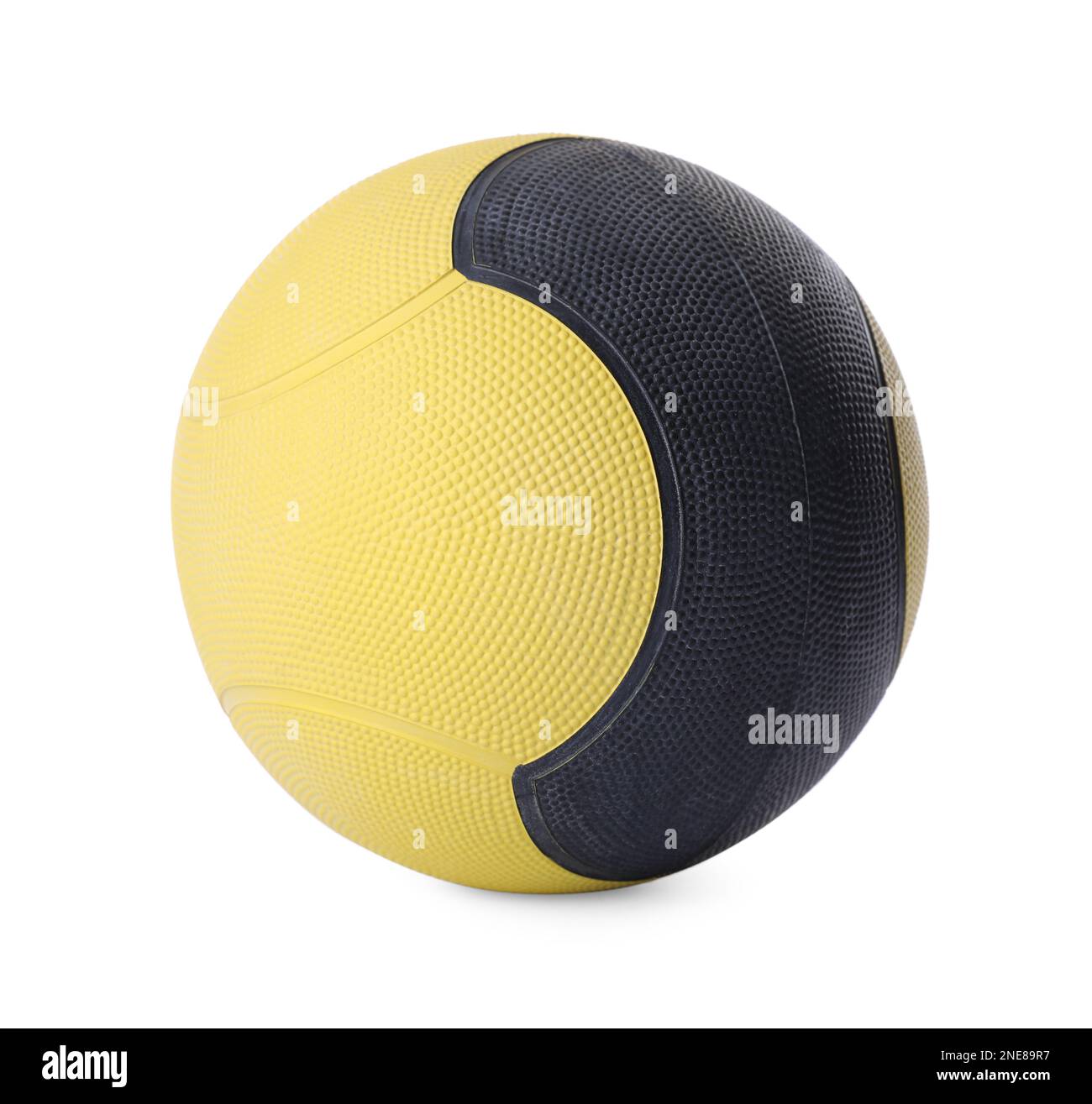 Yellow and black medicine ball isolated on white Stock Photo - Alamy