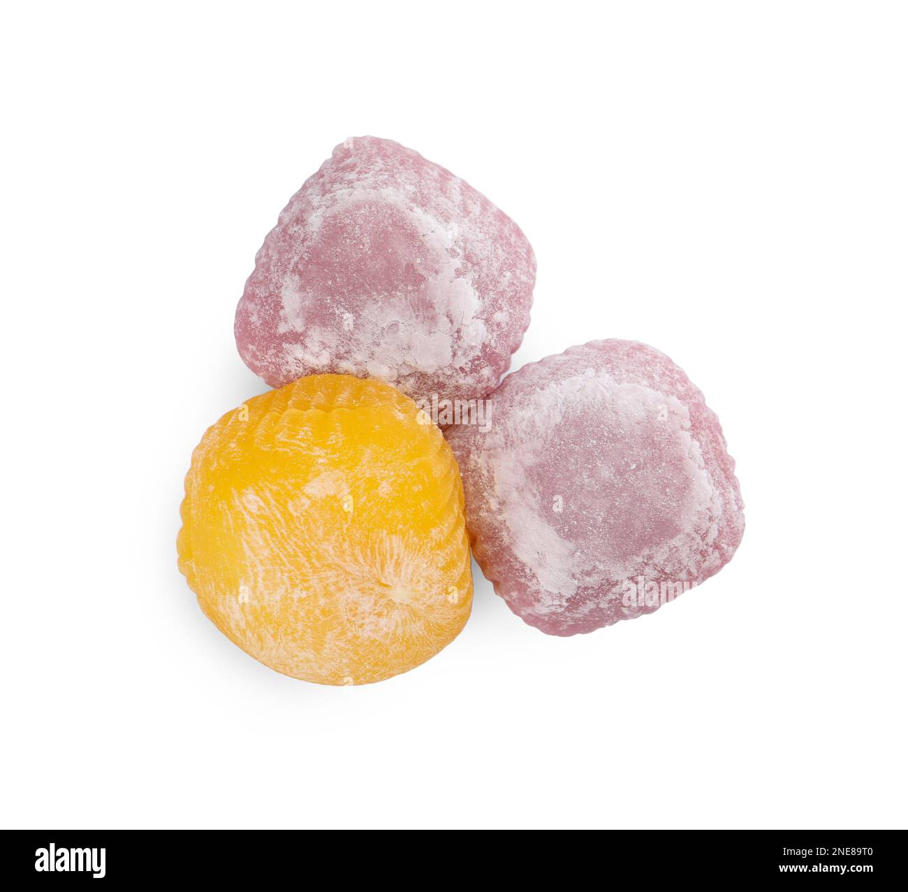 Different delicious mochi on white background,top view. Japanese ...
