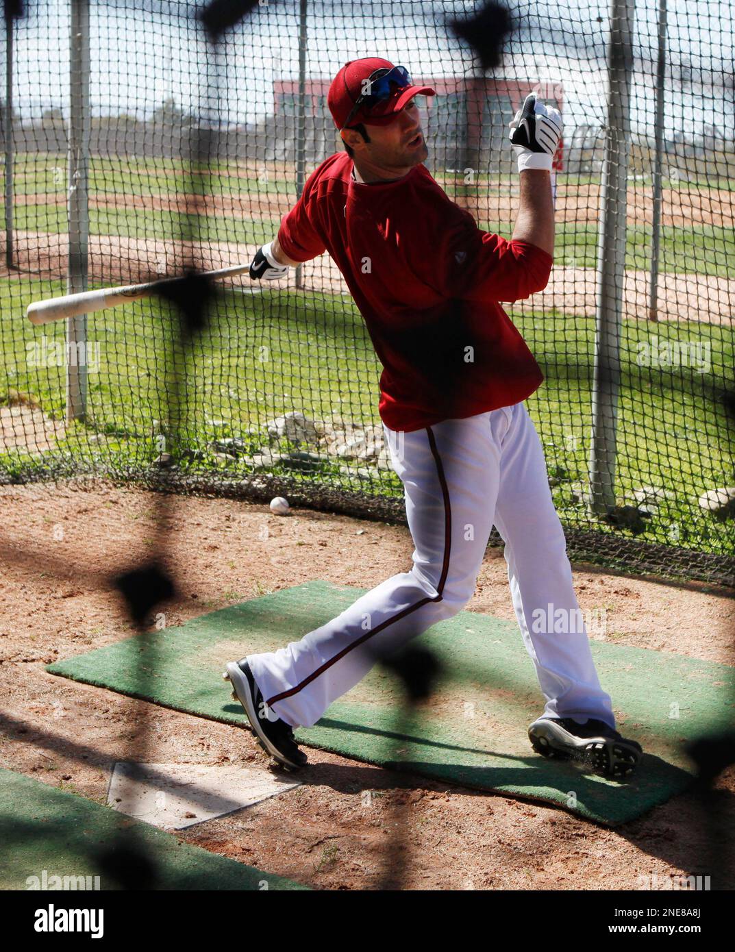 Arizona Diamondbacks' Conor Jackson hits in the batting cage during ...