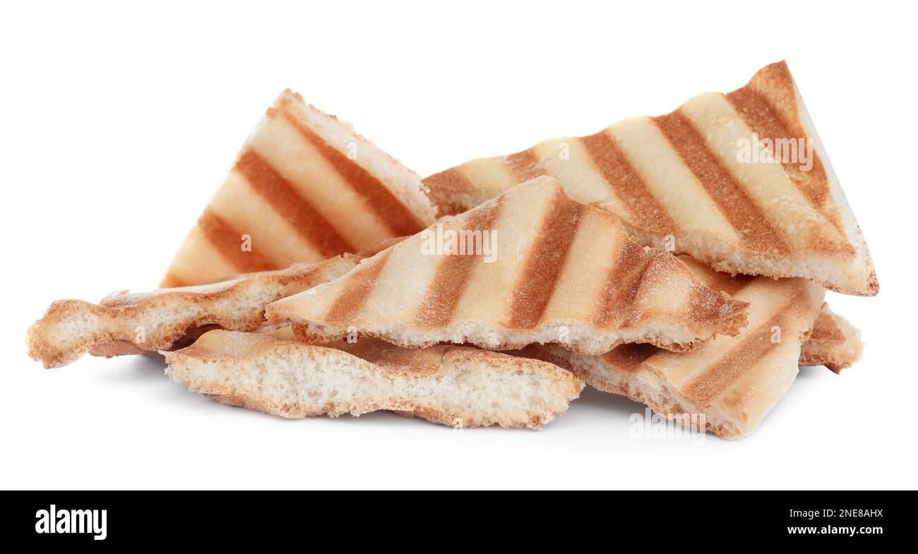 Delicious crispy pita chips on white background Stock Photo - Alamy