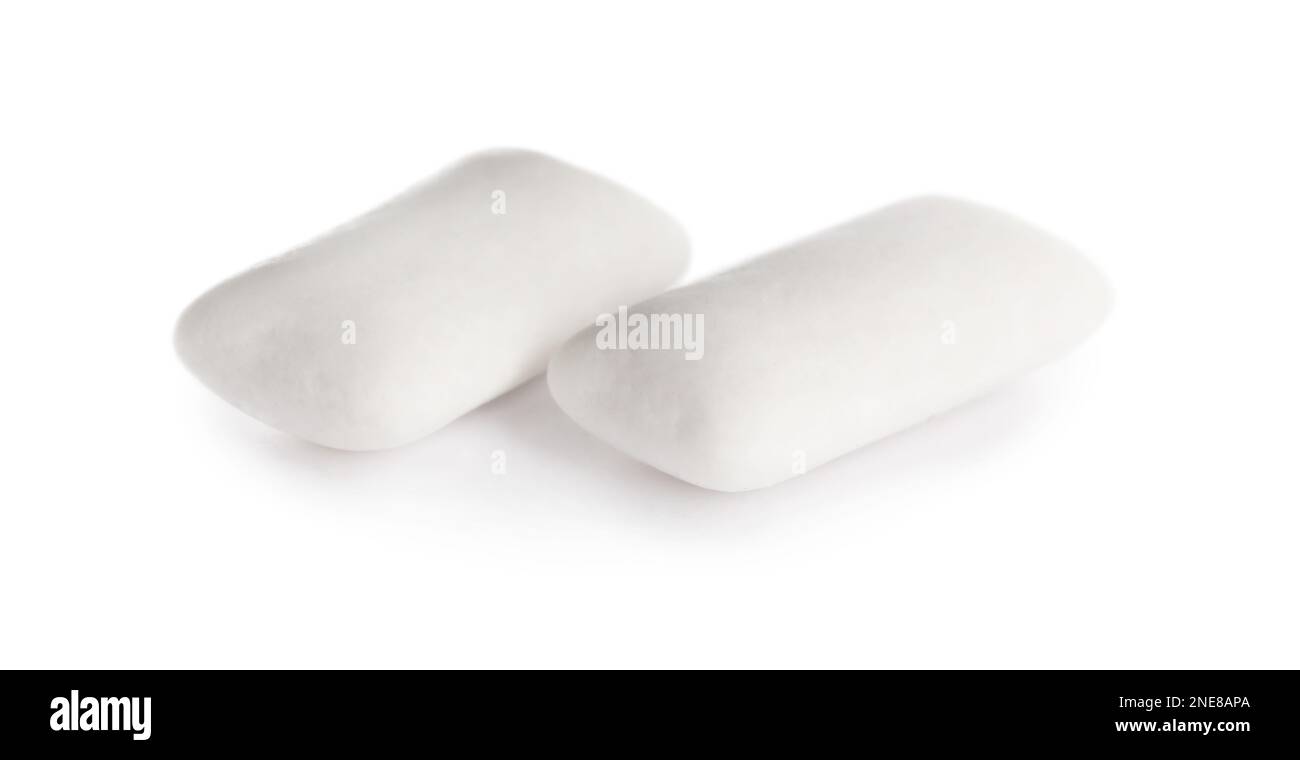 Two chewing gum pieces on white background Stock Photo - Alamy