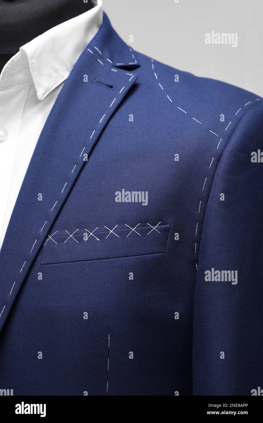 Semi-ready jacket and shirt on mannequin, closeup view Stock Photo - Alamy