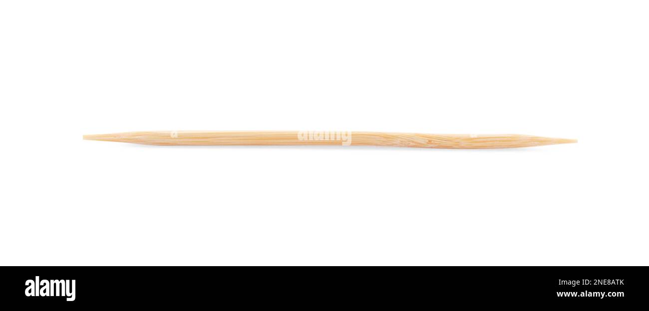 One disposable wooden toothpick on white background Stock Photo - Alamy