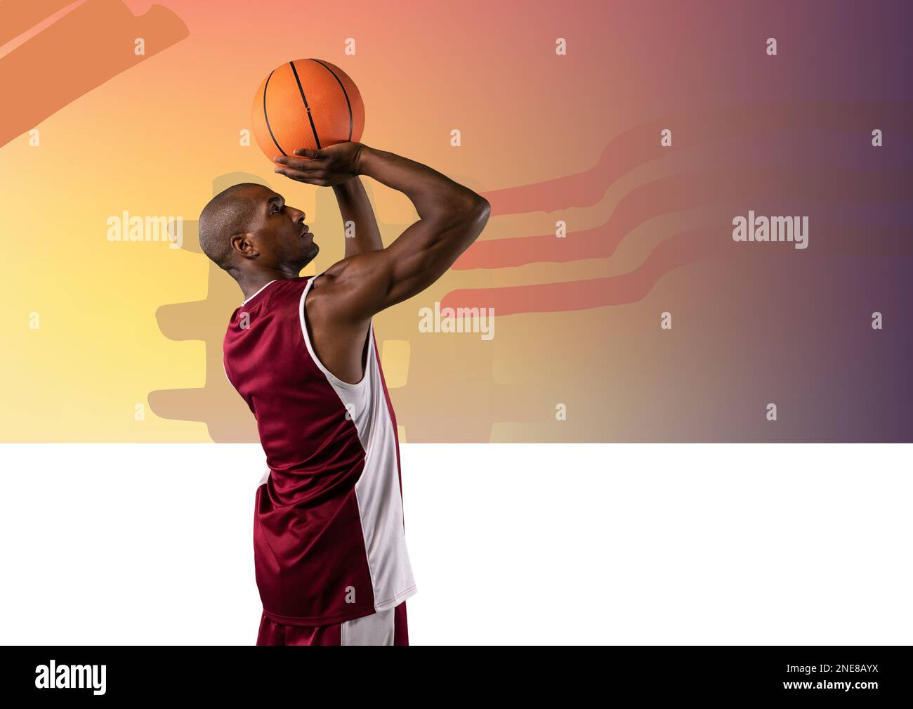 Composition of african american male basketball player with ball and ...