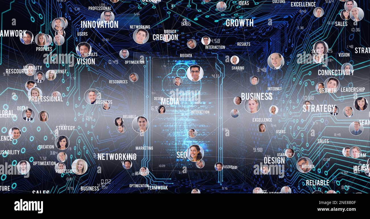Composition Of Network Of Connections With Over Security Key And Computer Circuit Board Stock