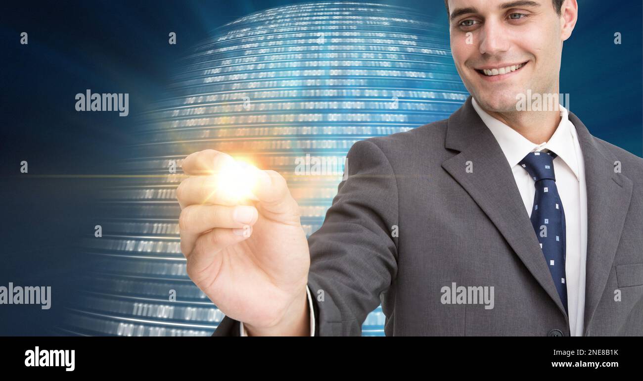 Animation interactive screen over businessman hi-res stock photography and images - Alamy