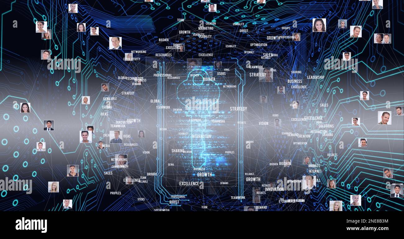 Composition Of Network Of Connections With Over Security Key And Computer Circuit Board Stock